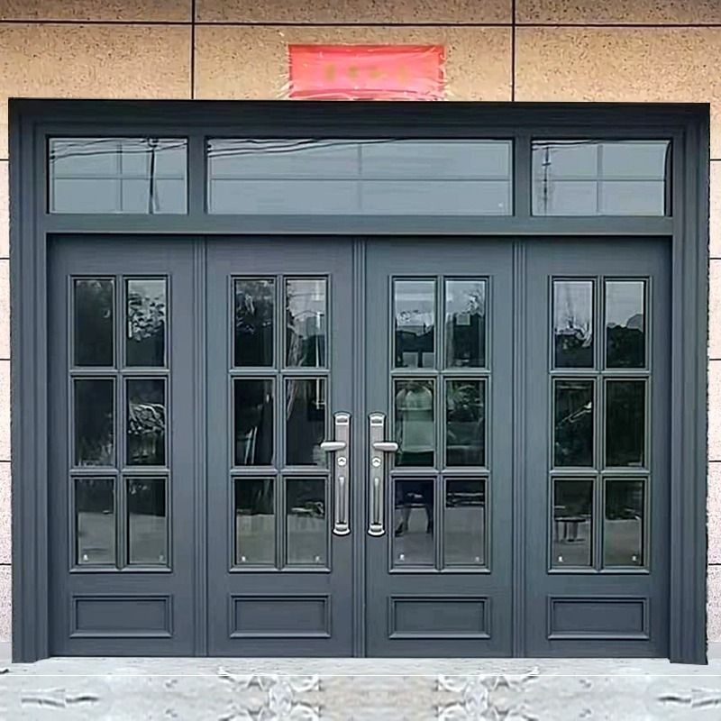 锌合金别墅大门钢化玻璃门双开门农村自建房入户门堂屋住宅进户门