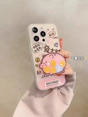 趣味可爱发大财粉猪适用于oppo Findx7/x3/x2手机壳k11x女k7全包k9硅胶K10活力版小胖妹直边findx6pro/k9s女