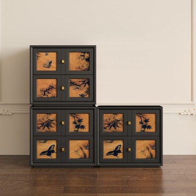 速发电古风香云纱柜靠木组合模块柜客厅抽屉收纳斗柜实墙落地复视