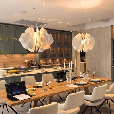 餐厅吊灯房卧室陶瓷花瓣吊灯