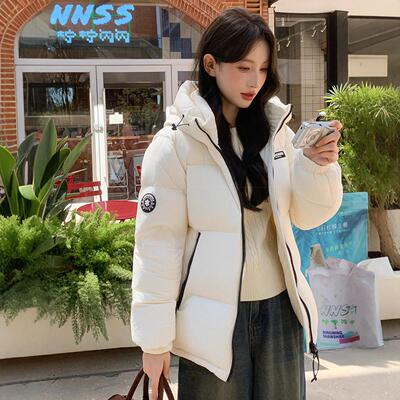 MM明摩羽绒服法国Rouje Moaks新款短款女加厚连帽高蓬90白鸭绒面
