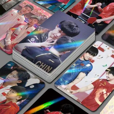 莎头CP王楚钦孙颖莎周边三寸盒装50张镭射小卡LOMO卡照片卡膜卡册