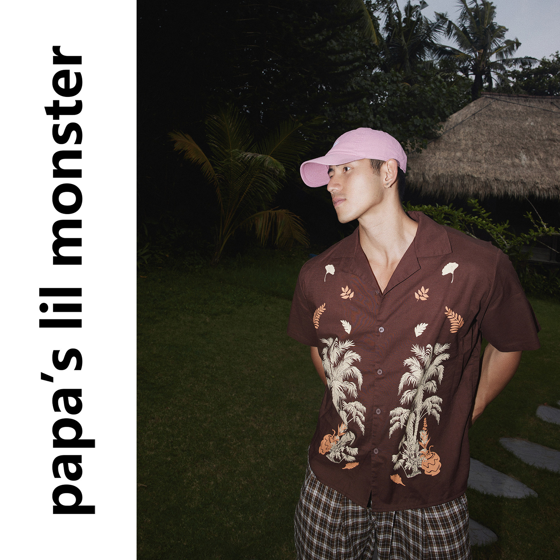 PAPASLILMONSTER【原创】美式复古度假风椰树印花古巴领短袖衬衫