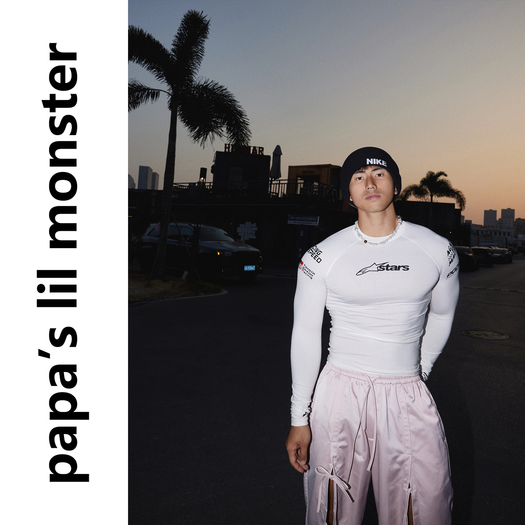 PAPASLILMONSTER【狂野赛车】美式复古紧身弹力长袖打底衫T恤男