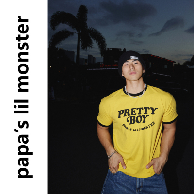 PAPASLILMONSTER【原创】26SS美式街头复古撞色短袖字母印花T恤男