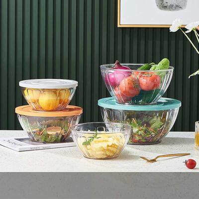 PET Transparent Salad Bowl with Lid Desktop Vegetable Mixing
