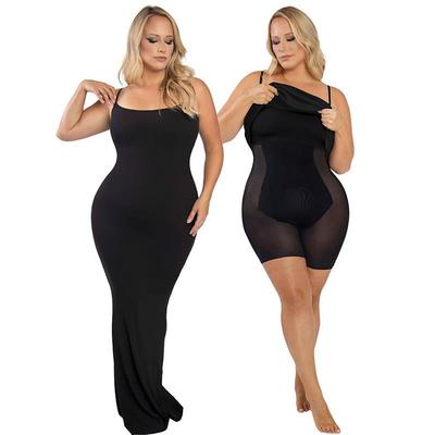 Shapewear Dress Womens Long Dresses Built-in Bra吊带塑身长裙