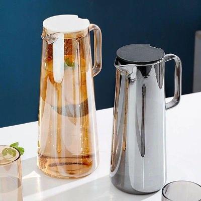 Glass Water Pitcher With Handle Lid Heat Resisttant Cold