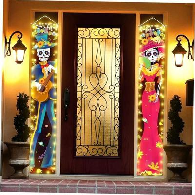 Halloween Lighted Porch Signs Banners Decorations Indoor