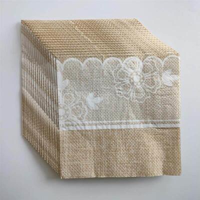 Linen Pattern Flower Paper Napkins Party亚麻布花纹高级餐巾纸