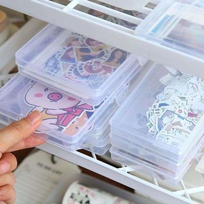 Transparent Plastic Stationery Storage Box Convenient Deskto