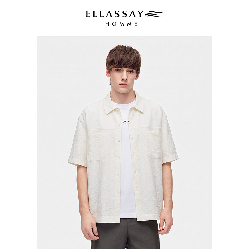 ELLASSAY歌力思男装26年春夏桑蚕丝肌理百搭短袖衬衫EME365C03500