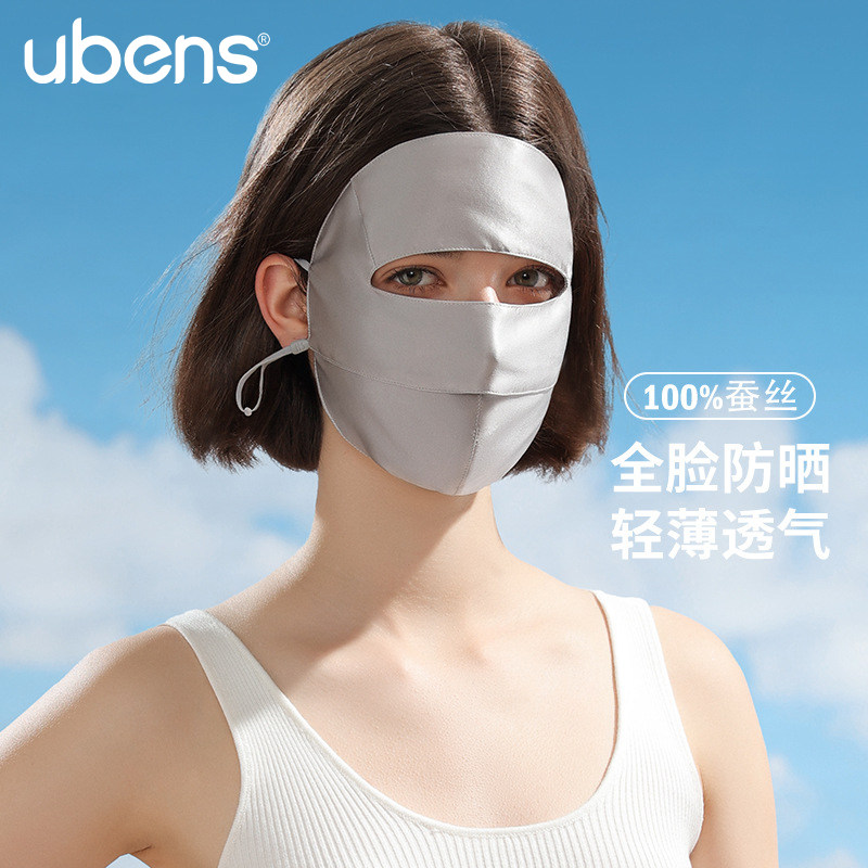 高端真丝防晒面罩女遮全脸抗UV遮阳桑蚕丝医美后脸基尼面纱