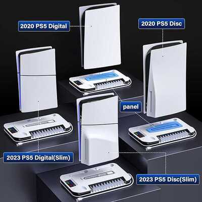 适用于PS5 PRO/PS5 Slim多功能充电底座兼容光驱版数字版手柄座充