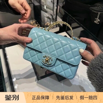 羊皮菱格纹休闲简约风字母锁扣