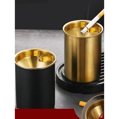 Ashtray Stainless Steel Ashtray With Lid Round Windproof Sta