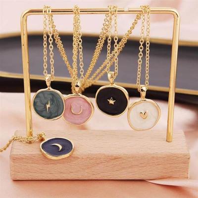 Colorful Moon Star Lightning Pendant Necklaces For Women Gir