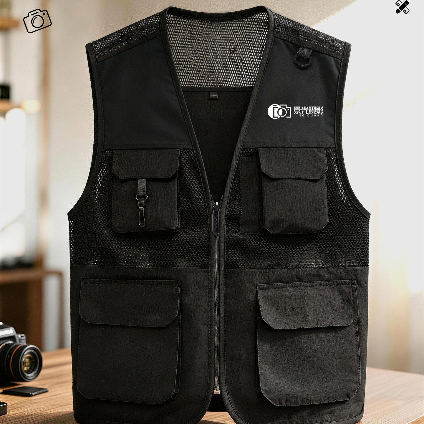 高端摄影马甲工作服定制印LOGO户外记者媒体剧组工装多口袋背心
