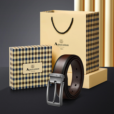 雅格狮丹英国奢牌男真皮腰带礼盒