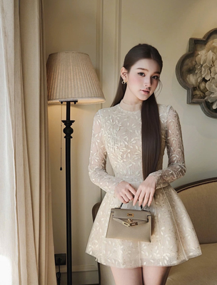 sohyna bijou越南货正品新款女装气质蕾丝长袖连衣裙