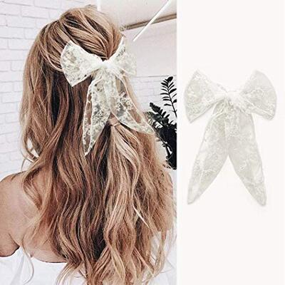 极速JONKYd Bow Hair Clips White Lace Hair Accessory Party No