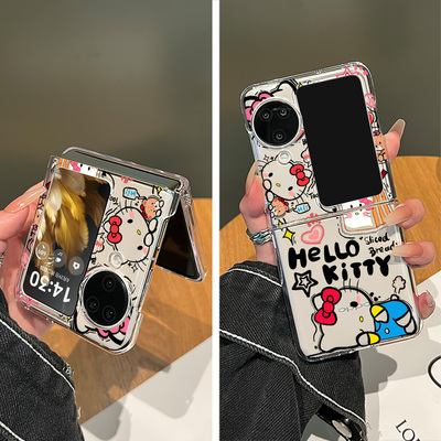 适用oppofindn3flip独特好看的手机壳面包kt猫findn3flip新款透明防摔findn2flip女款高级感n2flip折叠屏小众