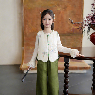 81003女童中国风汉服马甲新中式礼服外搭背心2026春季小女孩唐装