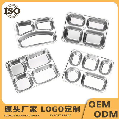 304 stainless steel plate with grid and cover, school cafeteria fast food plate, commercial square plate