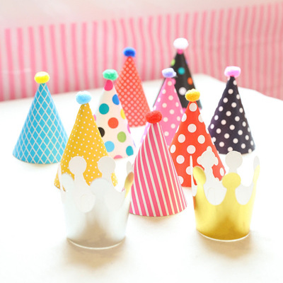 11 piece set of hair ball birthday hats, baby children's birthday party decoration, crown protagonist costume, triangul