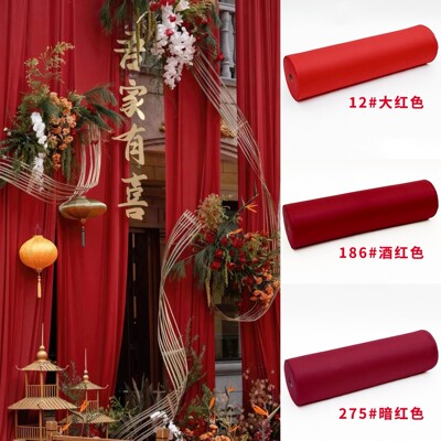 Wedding red stretch fabric milk silk door escalator outdoor ceiling corridor decorative fabric
