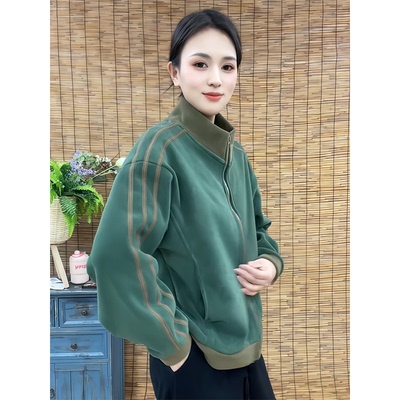 洋气休闲立领拉条奥粒绒外套女