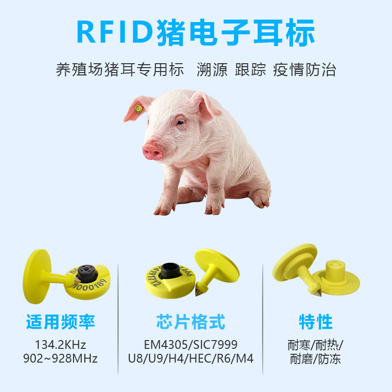 新品rfid猪牛羊马耳标超高频电子A耳标134.2k低频动物芯片防疫追