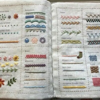 book针法书stitch DIY针法样本书亚麻刺绣爱好者书