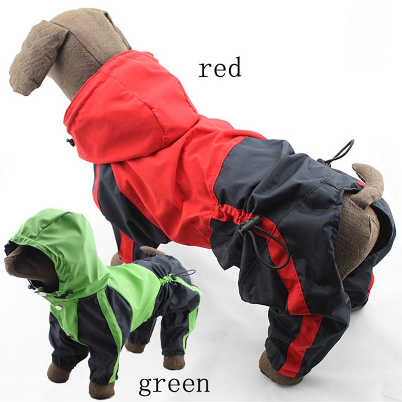 宠物服饰大型犬服装大狗防水衣服四脚戴帽子双色雨衣