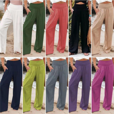 Solid color retro high elasticity pants 纯色复古高弹宽松长裤