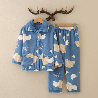 2025新款秋冬儿童法兰绒睡衣男童女童宝宝小孩亲子装珊瑚绒家居服