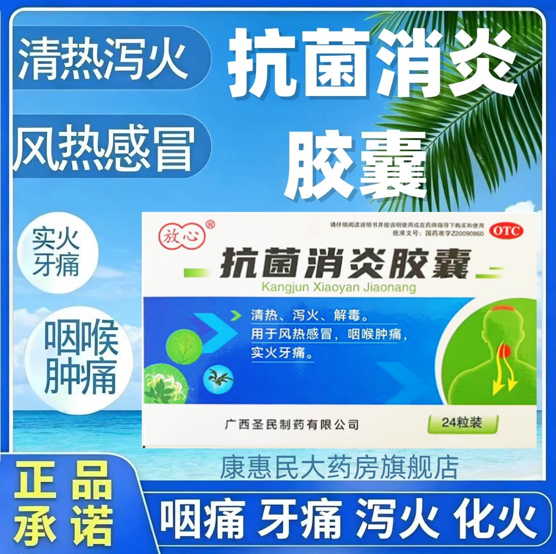 抗菌消炎胶囊清热泻火解毒用于风热感冒咽喉肿痛实火牙疼国药准字