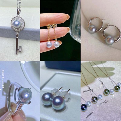 源头工厂淡水海水珍珠耳饰吊坠戒指S925纯银18K金裸珠定制DIa2911