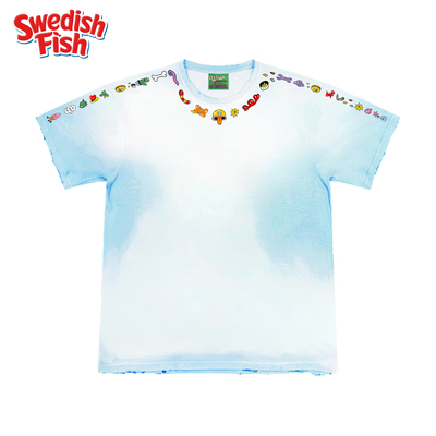 interesting灵魂！无性别大学生慵懒原创设计感卡通拼接水洗短袖T