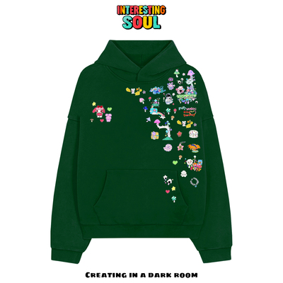 奢潮穿搭多巴胺小众嘻哈rape欧美美式无性别男女亮色设计连帽卫衣