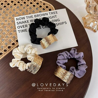 极速Korean elegant metal largye intestine hair ring temperam