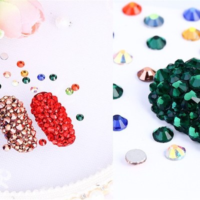 极速桔红圆形平底钻汽车手机贴钻美甲玻璃水钻NDIY饰品闪钻点钻整