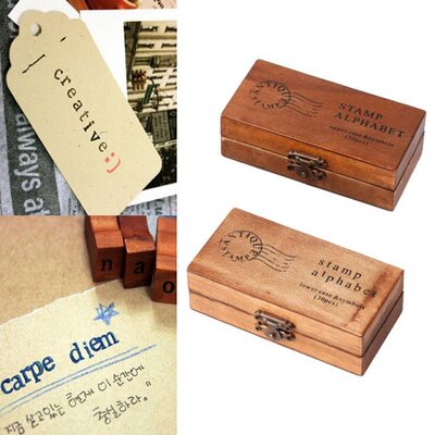 极速30pcs Retro Alphabet Lewtter Uppercase Lowercase Wooden