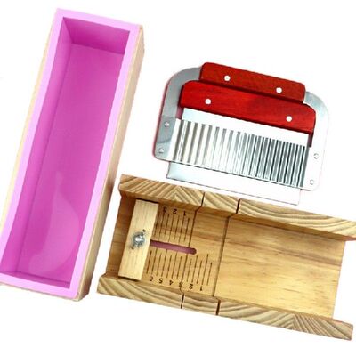 极速1 Set Wooden Soap Loaf Cutter MoIld and Soap Cutter Set