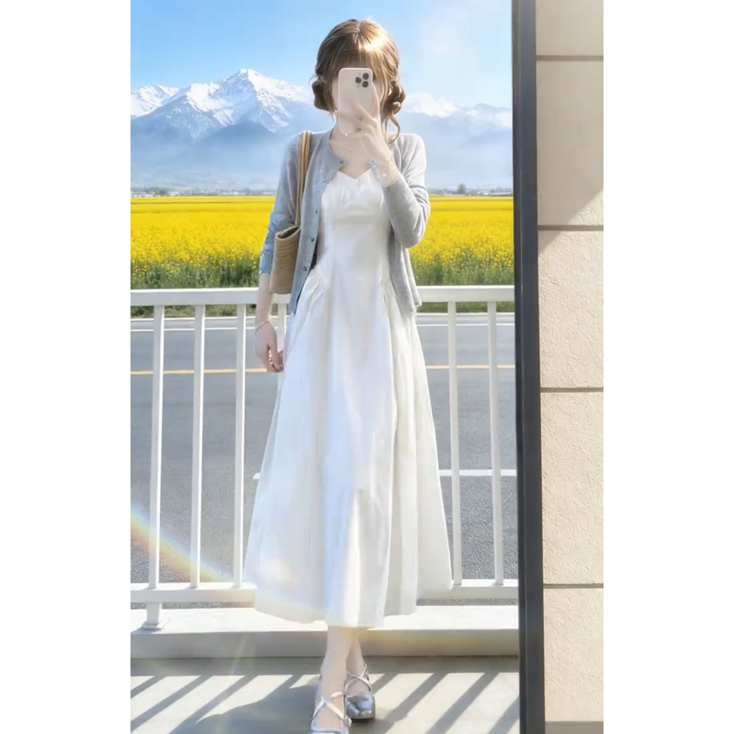 早春季特别漂亮白色吊带洋装子女装夏2026新款韩系穿搭长裙套装