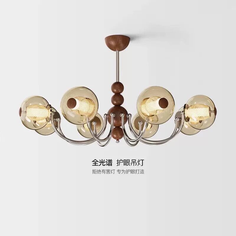 复古玻璃吊灯法式中古风轻奢大厅灯具设计师创意造型客厅灯智能