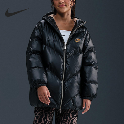 Nike/耐克正品2025冬季大童连帽休闲保暖羽绒服IQ9828-010