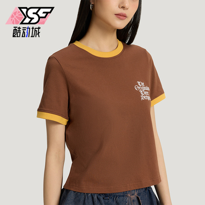 Adidas/阿迪达斯正品三叶草女士运动复古圆领字母短袖T恤KT3061