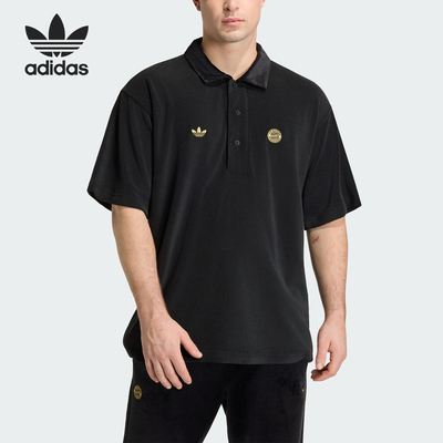 Adidas/阿迪达斯正品三叶草新款男黑金色宽松经典短袖T恤JZ9954