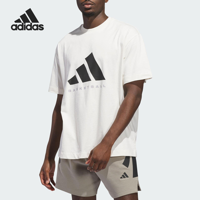 Adidas/阿迪达斯正品2025夏季款男女休闲宽松篮球运动短袖JX5574
